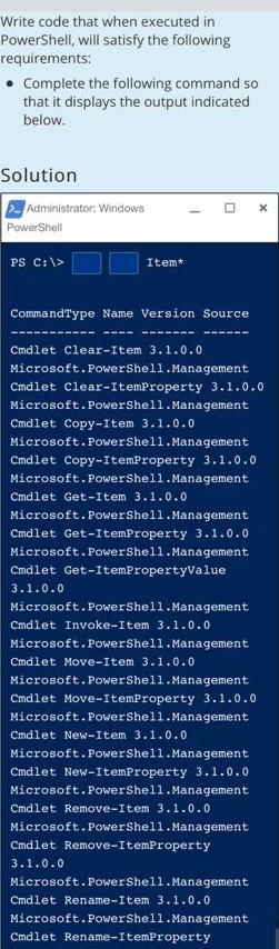 Solved Write code that when executed in PowerShell, will | Chegg.com