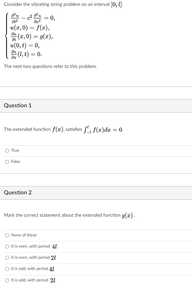 Solved Consider the vibrating string problem on an interval | Chegg.com