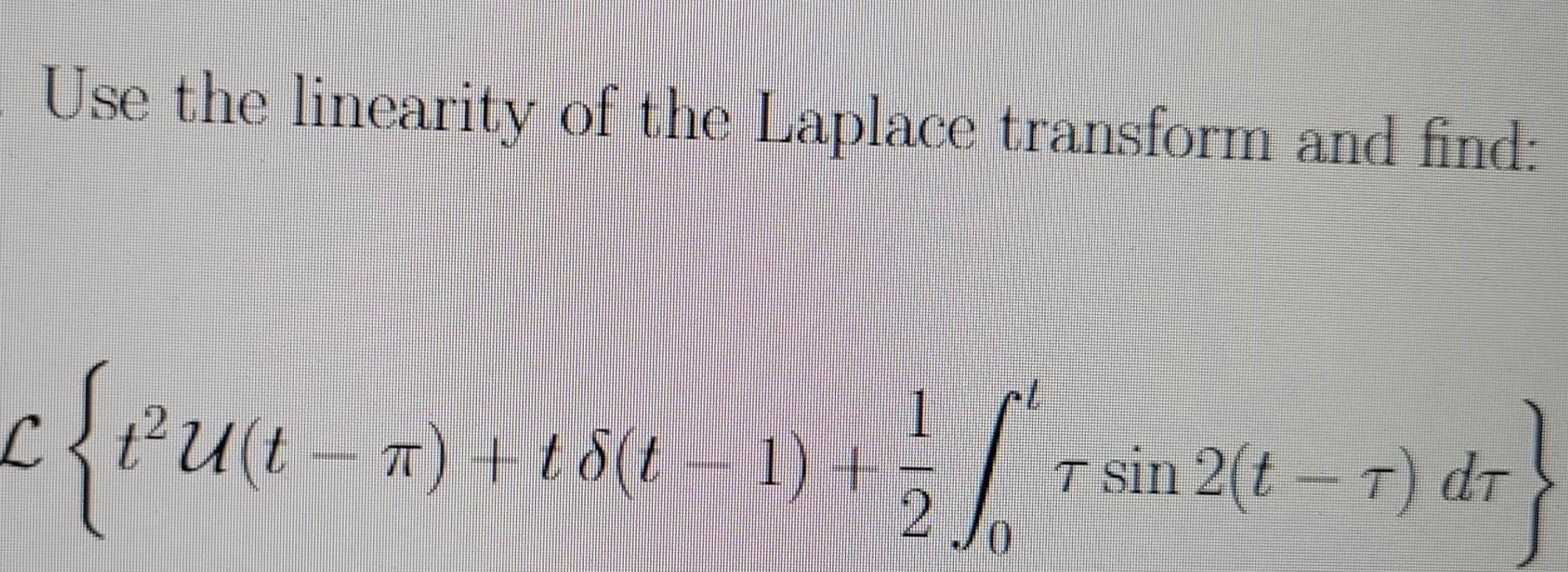 Solved Use the linearity of the Laplace transform and find: | Chegg.com