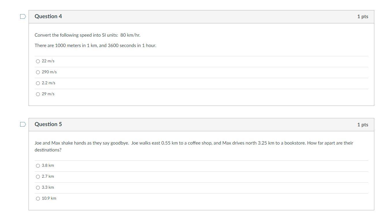 Solved Question 4 1 pts Convert the following speed into Sl | Chegg.com