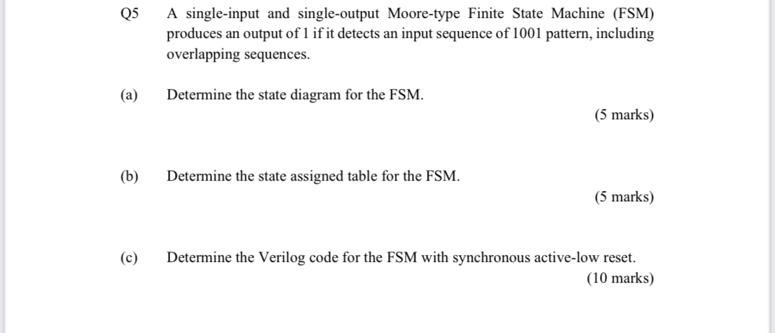 Solved Q5 A single-input and single-output Moore-type Finite | Chegg.com