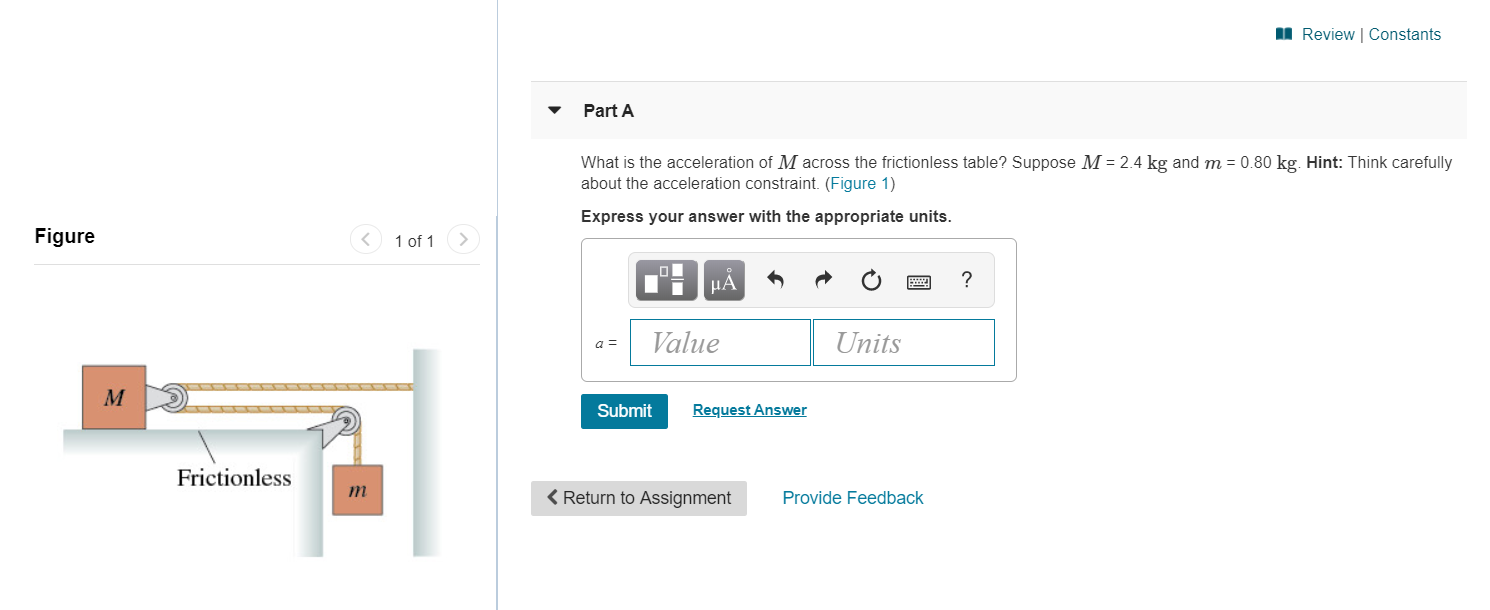 Solved Review Constants Part A What is the acceleration of M | Chegg.com