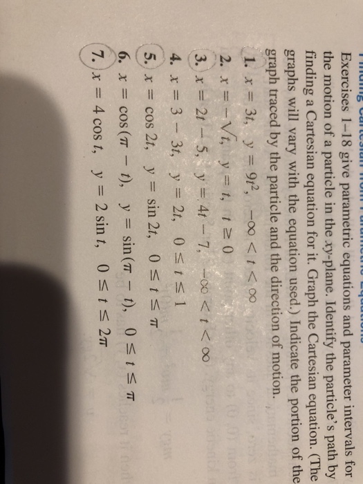 Solved Exercises 1-18 give parametric equations and | Chegg.com