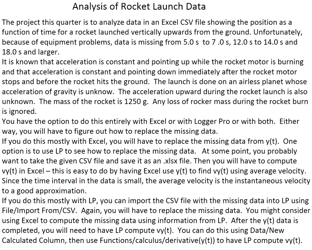 Analysis of Rocket Launch Data The project this | Chegg.com