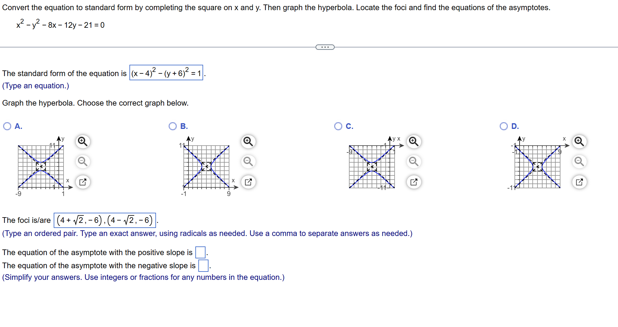 Solved Convert the equation to standard form by completing | Chegg.com