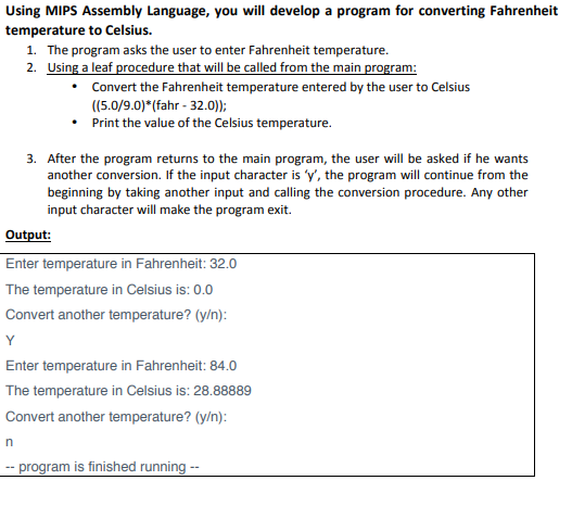 Solved Using MIPS Assembly Language, you will develop a | Chegg.com