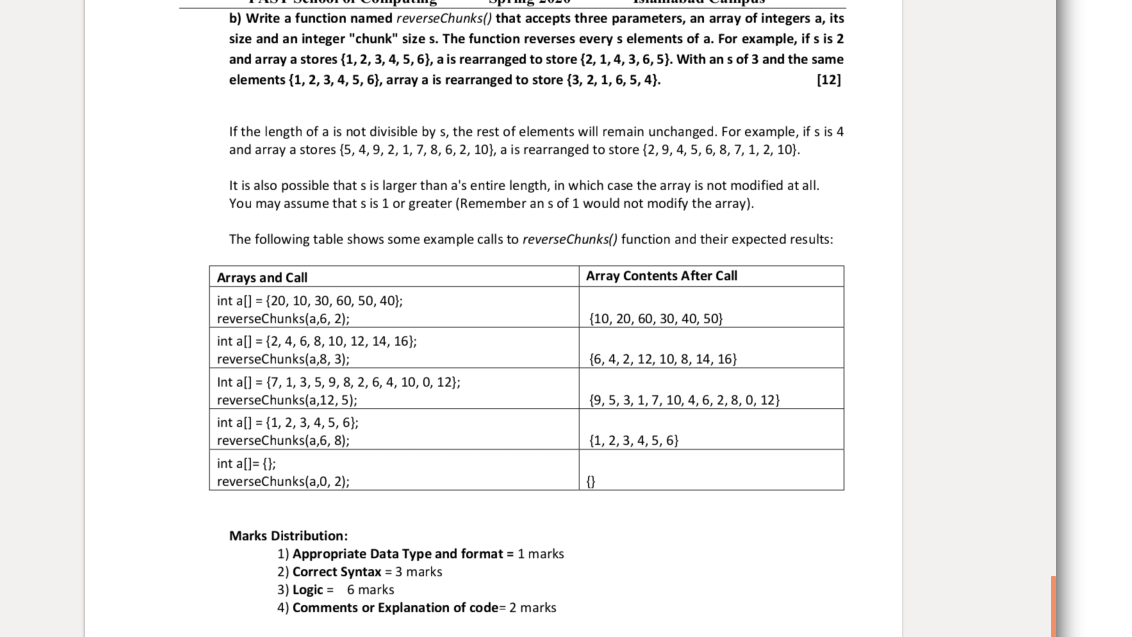Solved b) Write a function named reverse Chunks() that | Chegg.com