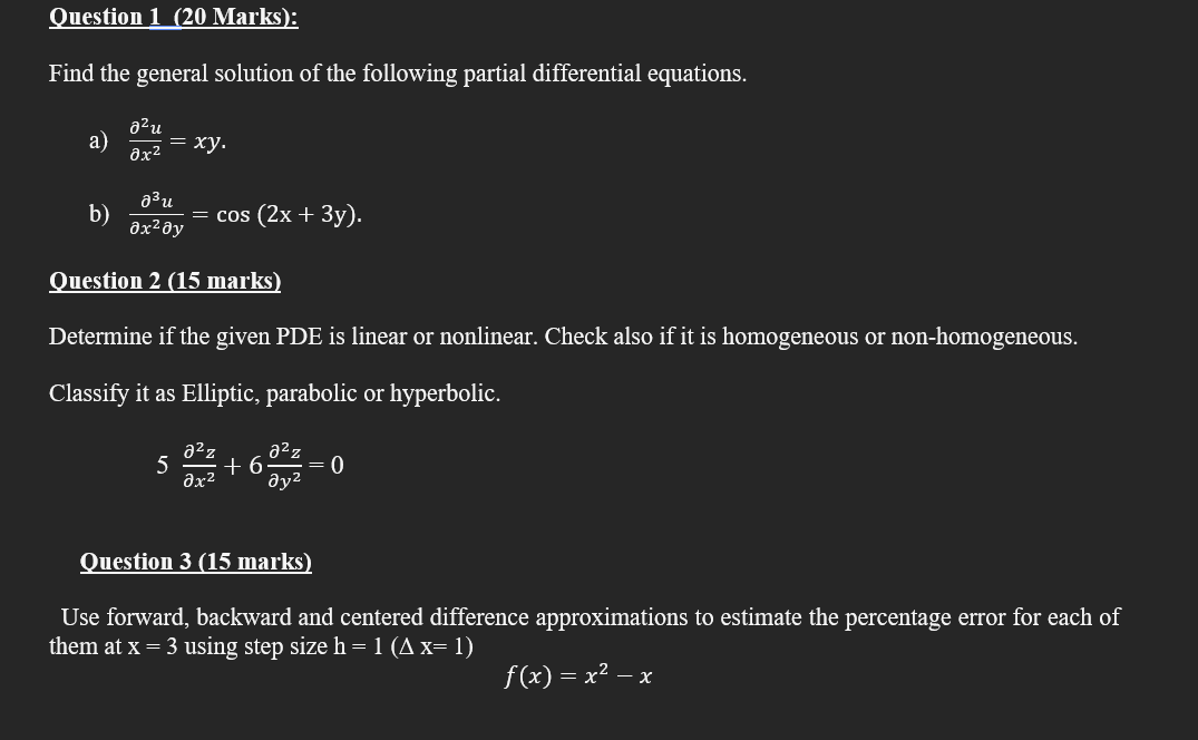 Solved Find the general solution of the following partial | Chegg.com
