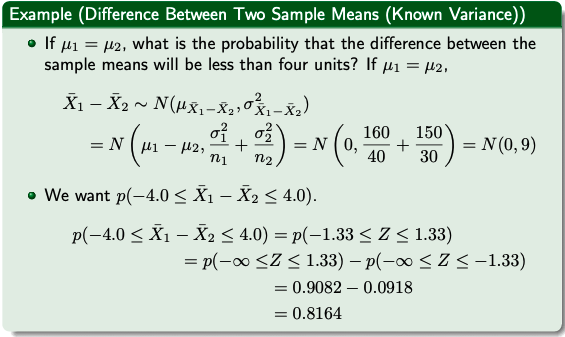 Solved Example (Difference Between Two Sample Means (Known | Chegg.com