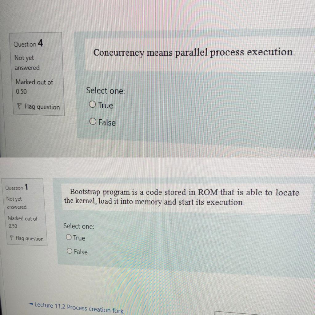 Solved Question 4 Concurrency means parallel process | Chegg.com