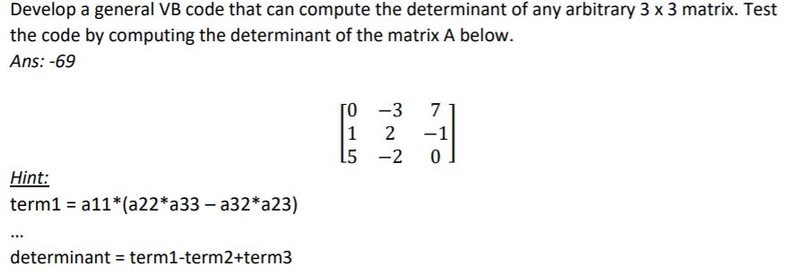 Solved Develop a general VB code that can compute the | Chegg.com