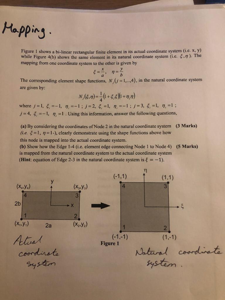 Solved Mapping. Figure 1 shows a bi-linear rectangular | Chegg.com