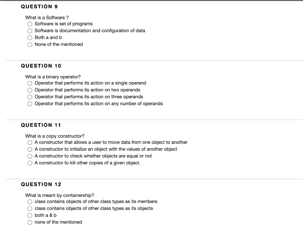 Solved QUESTION 9 What is a Software ? Software is set of | Chegg.com