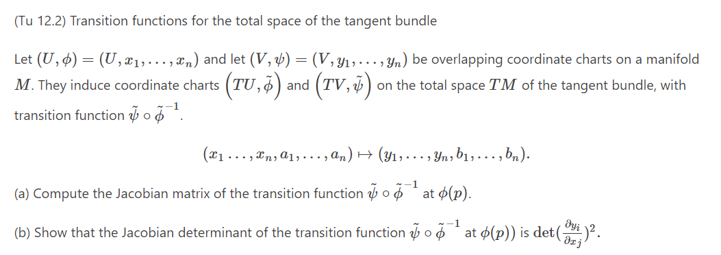 Solved (Tu 12.2) Transition functions for the total space of | Chegg.com