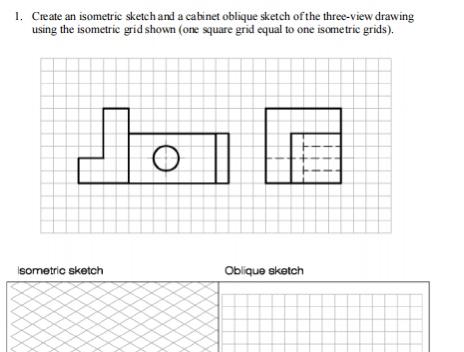 Solved 1. Create an isometric sketch and a cabinet oblique | Chegg.com
