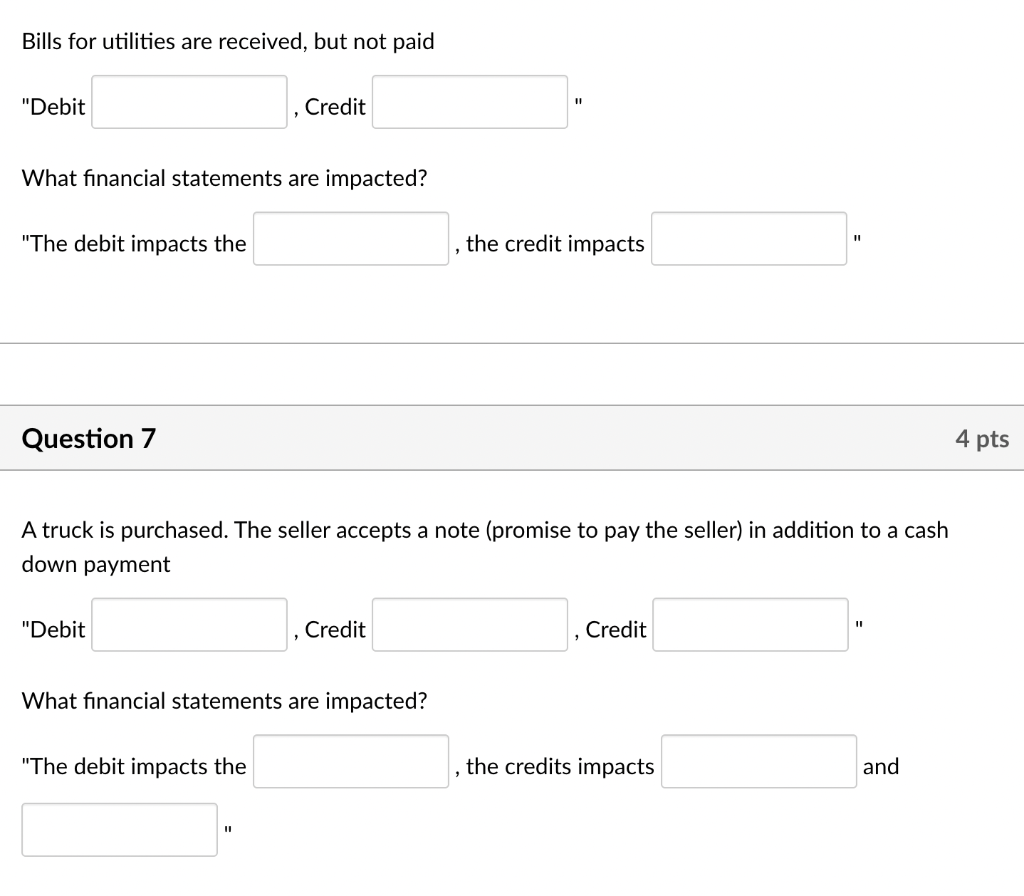 Solved Bills for utilities are received, but not paid "Debit | Chegg.com