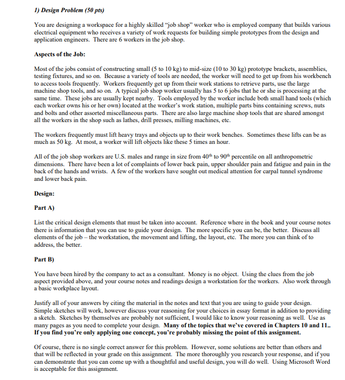 Solved 1) Design Problem (50 pts) You are designing a | Chegg.com