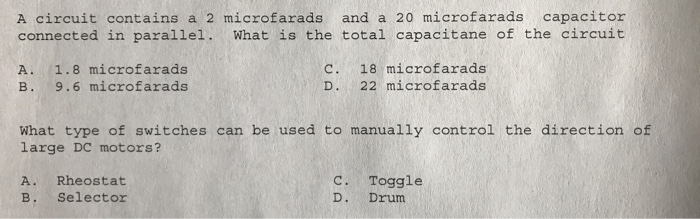 Solved 7. A circuit contains a 2 microfarads and 6 | Chegg.com