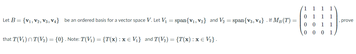 Solved Let B= {V1, V2, V3, V4} be an ordered basis for a | Chegg.com