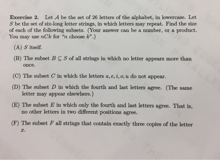 Solved Let A be the set of 26 letters of the alphabet, in | Chegg.com