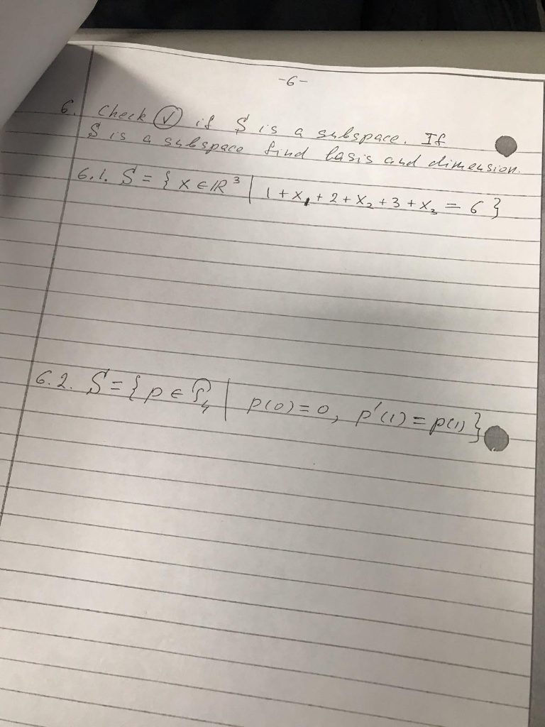 Solved - - 6. Check if S is a subspace. If is is a subspace | Chegg.com