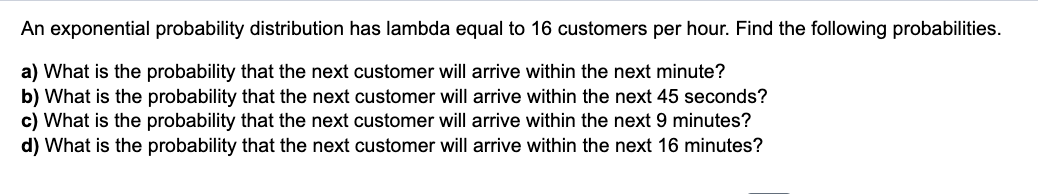 Solved An exponential probability distribution has lambda | Chegg.com