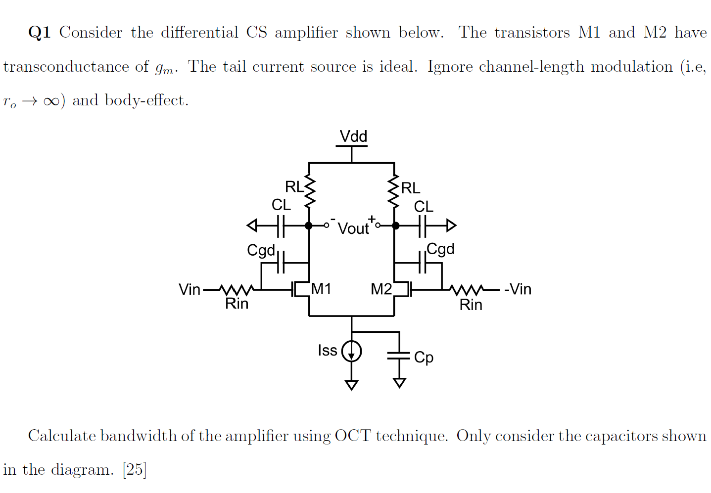 Solved Qi Consider the differential CS amplifier shown | Chegg.com
