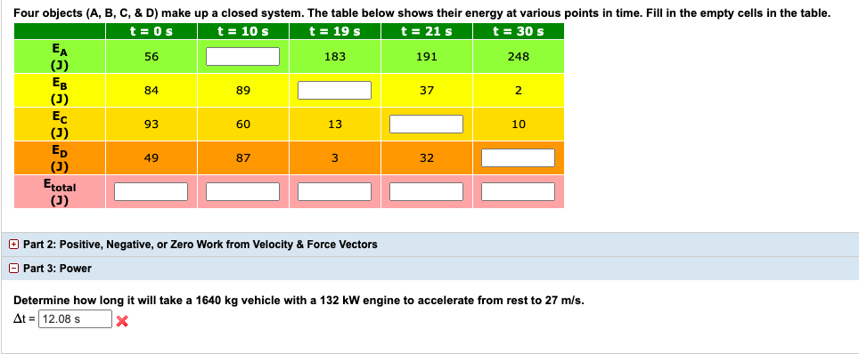 Solved Four objects (A, B, C, & D) make up a closed system. | Chegg.com