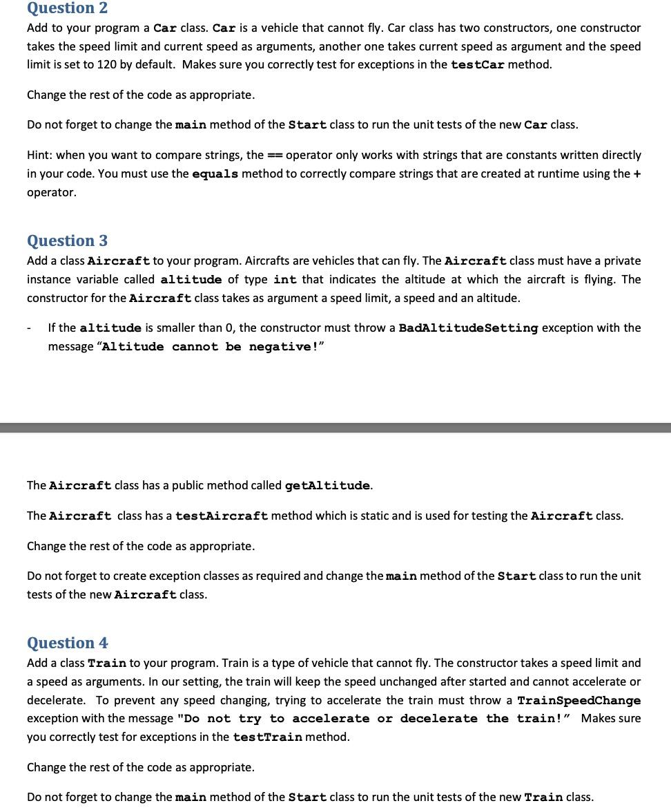 Solved Question 1 Create a Movable interface and a Vehicle | Chegg.com