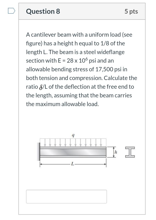 Solved A cantilever beam with a uniform load (see figure) | Chegg.com