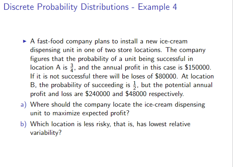 Solved eEDiscrete Probability Distributions - ﻿Example 4A | Chegg.com