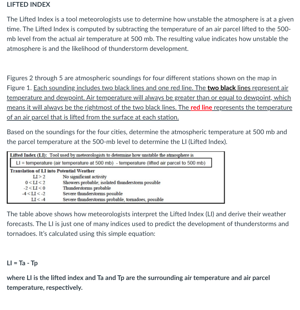 Solved LIFTED INDEX The Lifted Index is a tool | Chegg.com