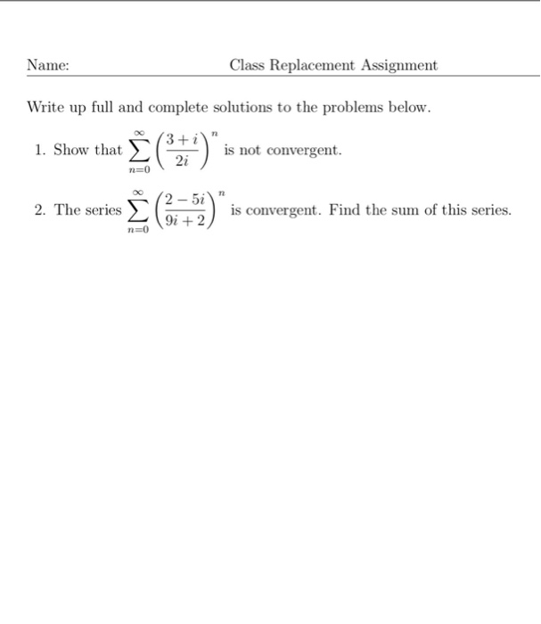 Solved Name: Class Replacement Assignment Write up full and | Chegg.com