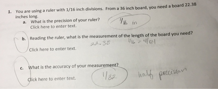 Solved You are using a ruler with 1/16 inch divisions. From | Chegg.com