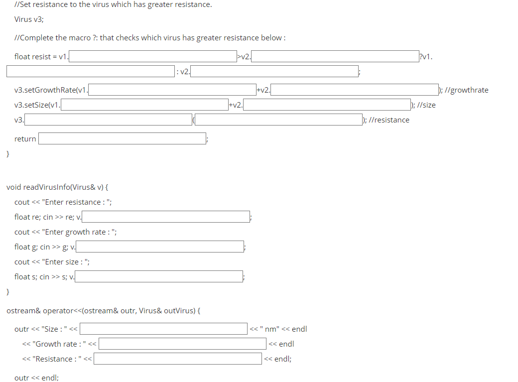 Solved Fill in the blanks for the code given below. !!! DO | Chegg.com