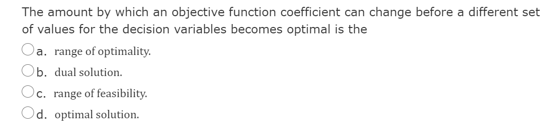 Solved The Amount By Which An Objective Function Coefficient