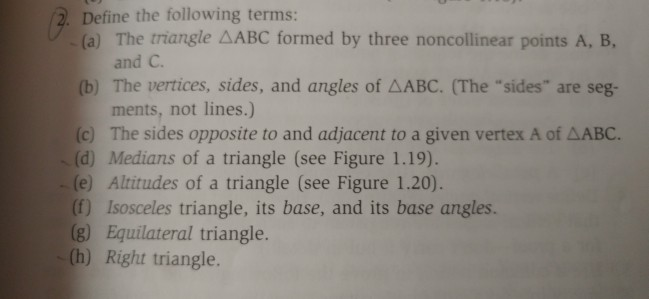 Solved 2. Define the following terms: (a) The triangle AABC | Chegg.com