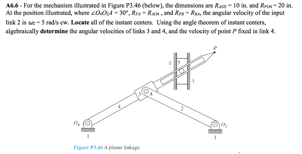 Solved A6.6 - For the mechanism illustrated in Figure P3.46 | Chegg.com