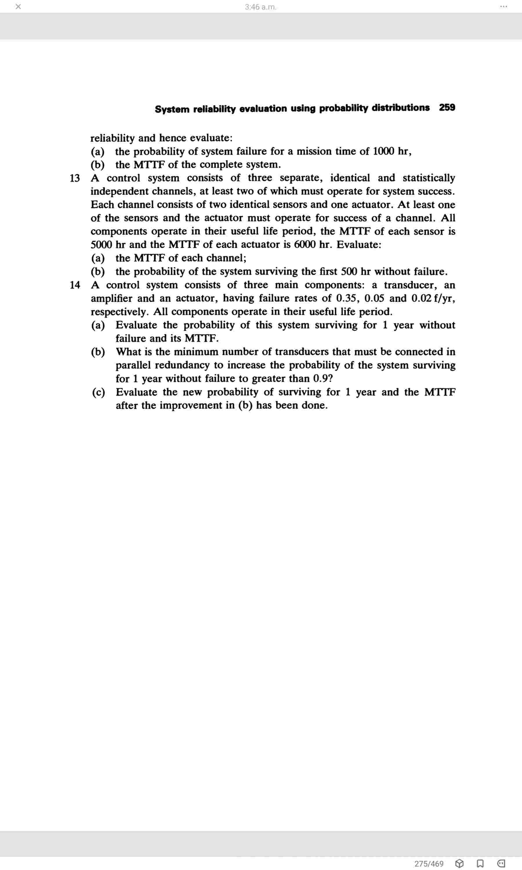 Solved 13 ﻿A control system consists of three separate, | Chegg.com