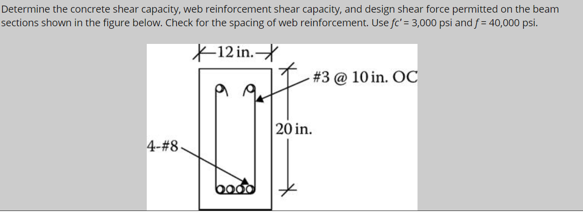Solved Determine the concrete shear capacity, web | Chegg.com