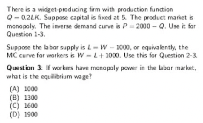 Solved There is a widget-producing firm with production | Chegg.com