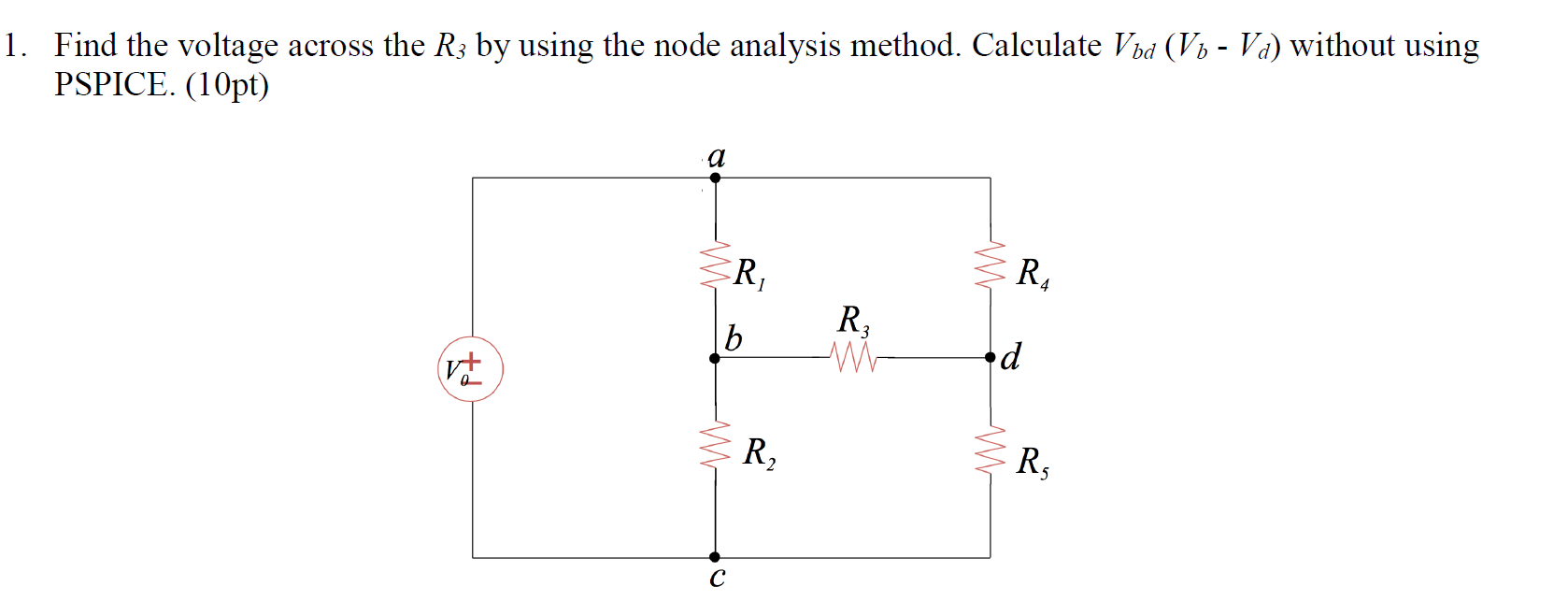 Solved Find the voltage across the R3 by ﻿using the node | Chegg.com