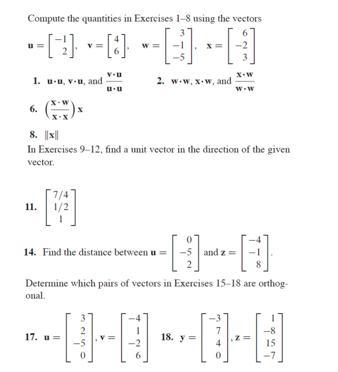 Solved Compute the quantities in Exercises 1-8 using the | Chegg.com