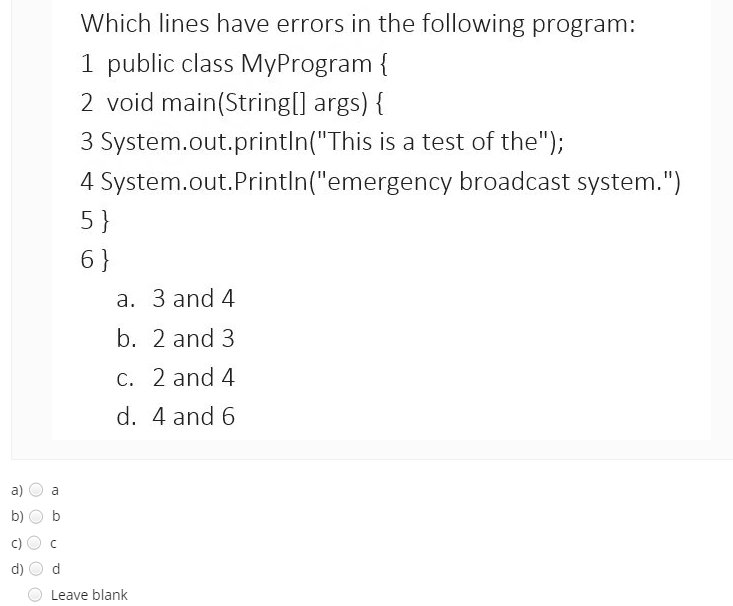 Solved Which lines have errors in the following program: 1 | Chegg.com