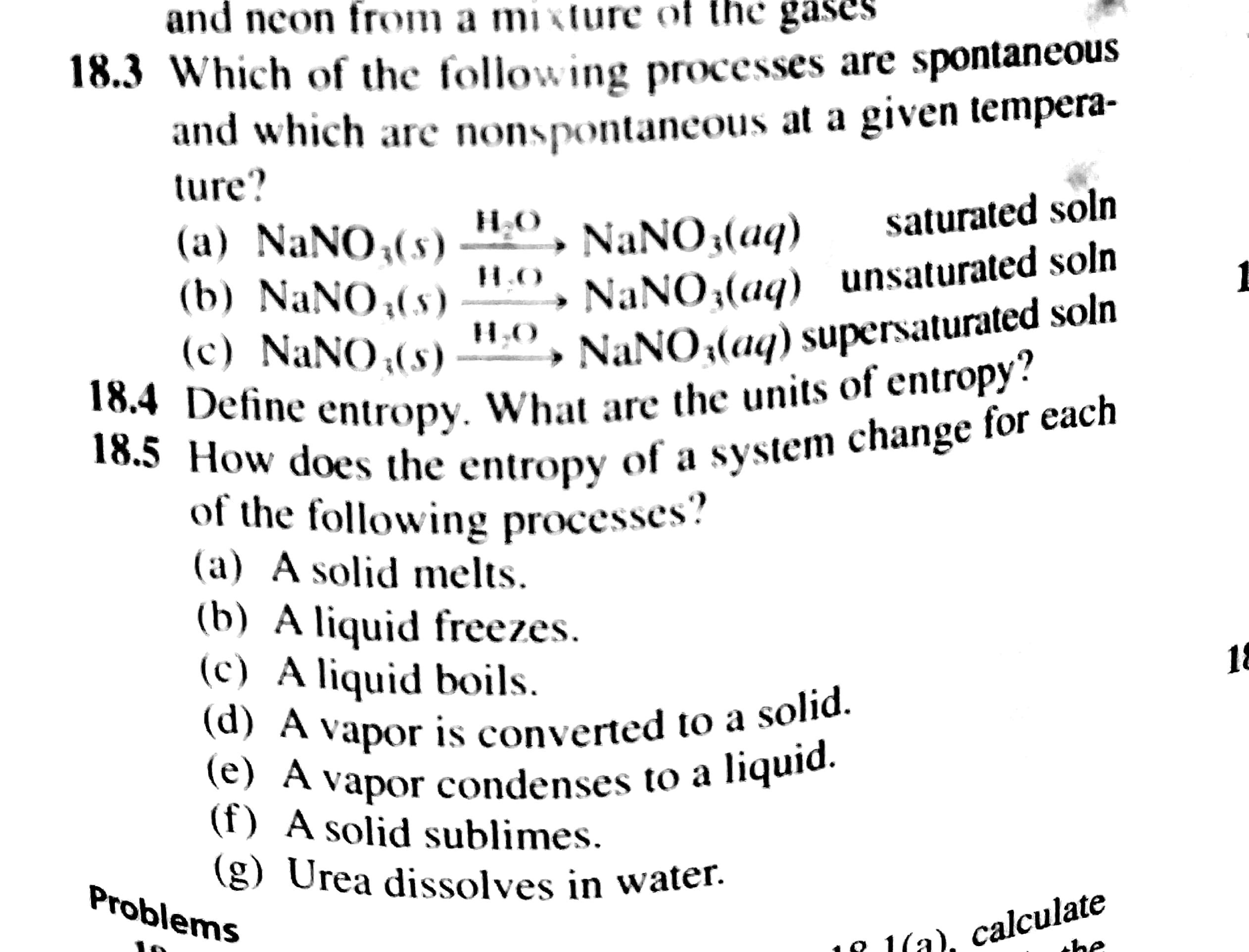 Solved 18.3 Which of the following processes are spontaneous | Chegg.com