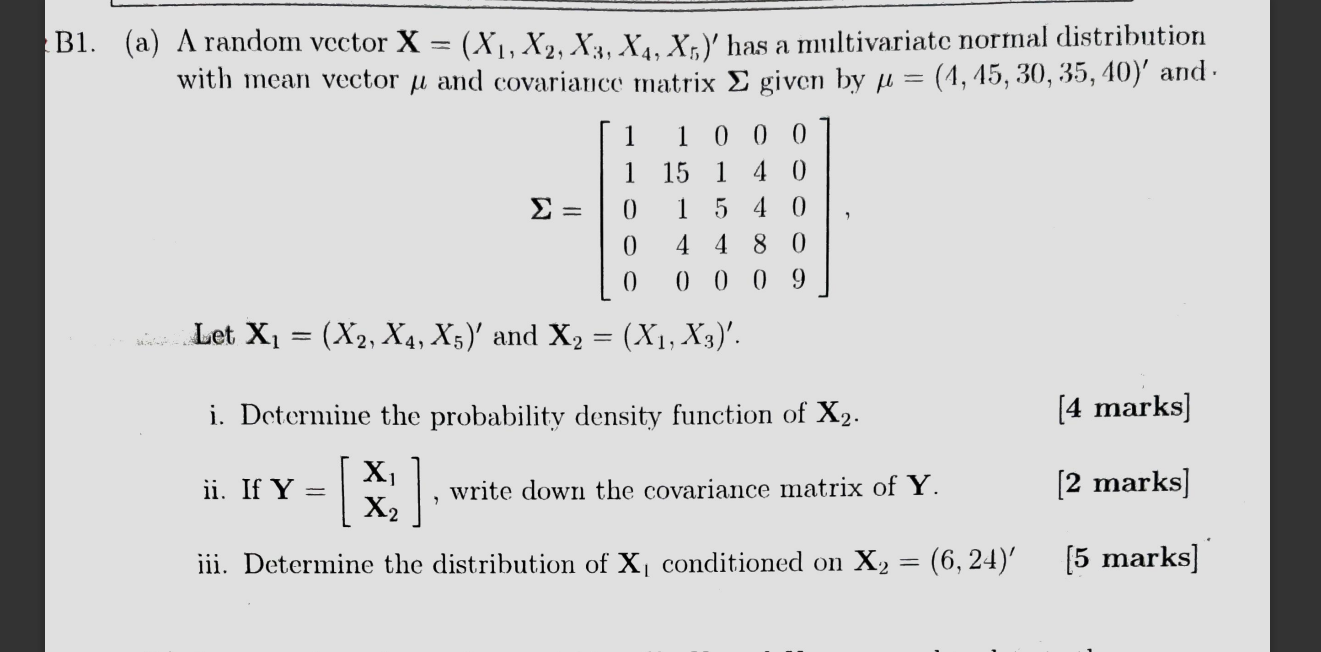 Solved (a) Λ random vector X=(X1,X2,X3,X4,X5)′ has a | Chegg.com