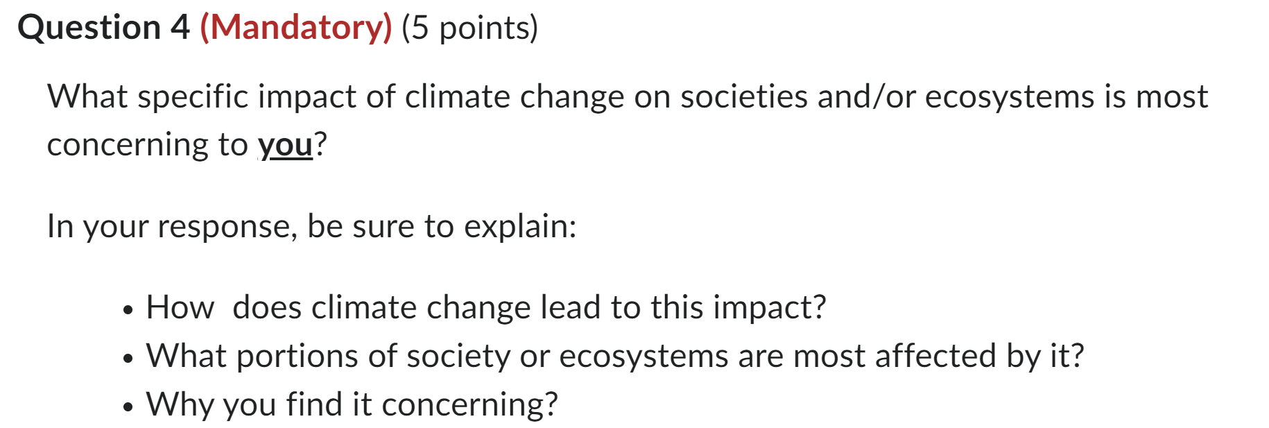 Solved Question 4 (Mandatory) (5 points) What specific | Chegg.com