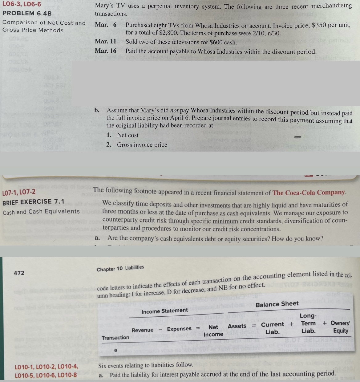 Solved L06-3, L06-6 PROBLEM 6.4B Comparison of Net Cost and | Chegg.com