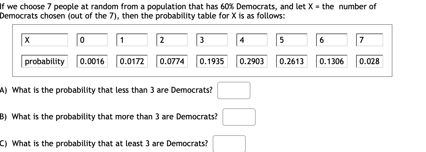 Solved If we choose 7 people at random from a population | Chegg.com