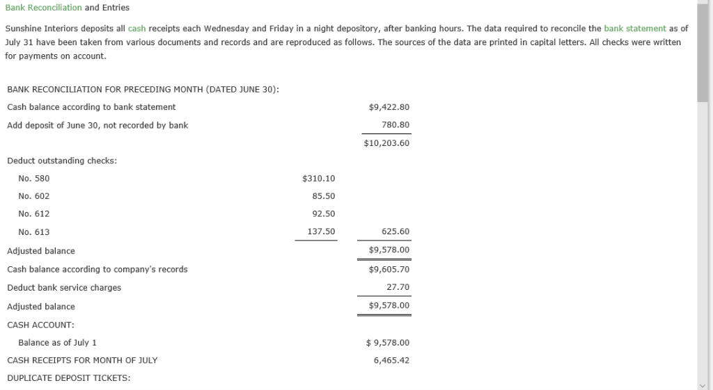 Solved JULY BANK STATEMENT: PAGE 1 MEMBER FDIC ACCOUNT | Chegg.com